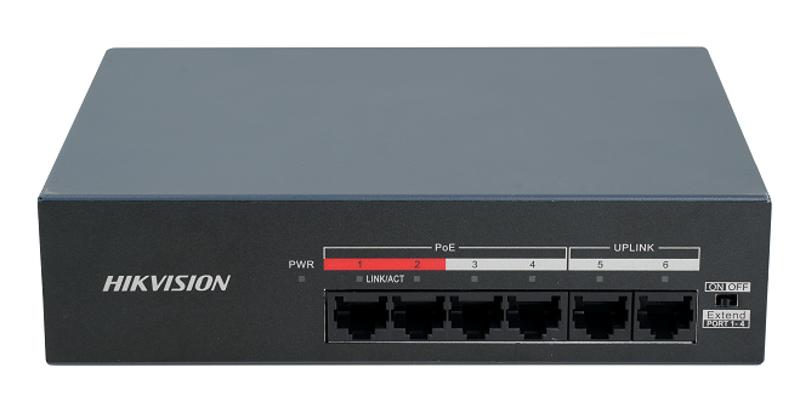 DS-XS06-P Hikvision unmanaged 4x100M POE+ switch, 2xEthernet Uplink ...