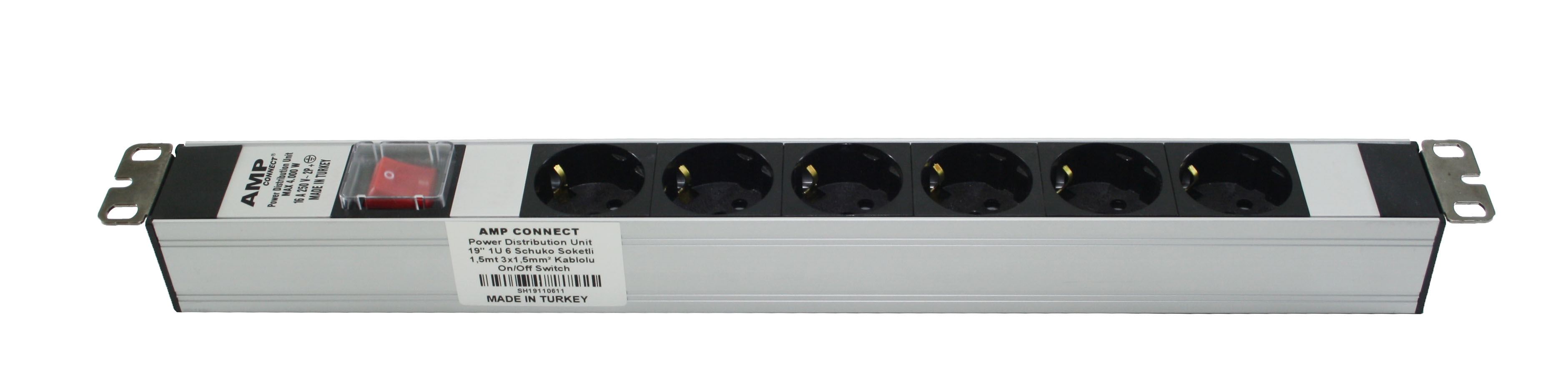 Uzadıcı AMP PDU 1105 19"1U 6 WAY GERMANY TYPE (DIN49440)SOCKET CIRCUIT ...
